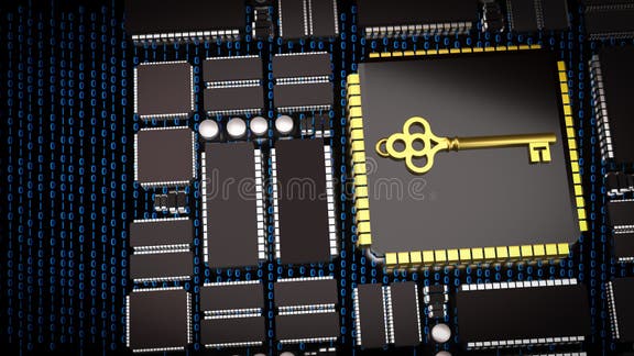 The Key on PCB Board for it Security Concept 3d Rendering Stock ...