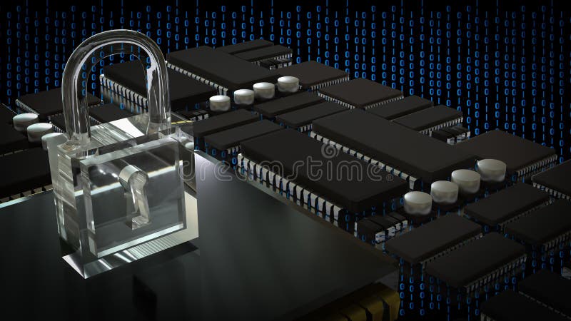 The Key on PCB Board for it Security Concept 3d Rendering Stock ...