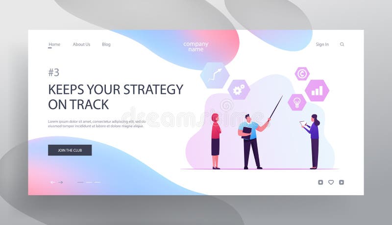 Key Performance Indicator Website Landing Page. Businessman Pointing ...