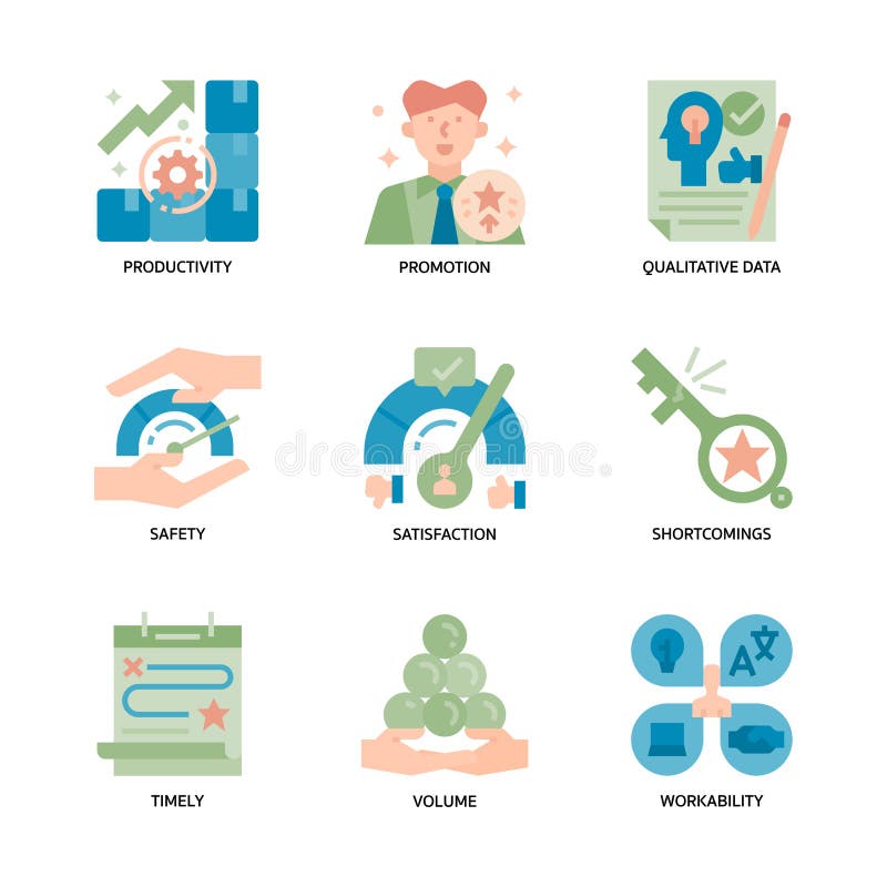 Key Performance Indicators Icons Set Stock Vector - Illustration of ...