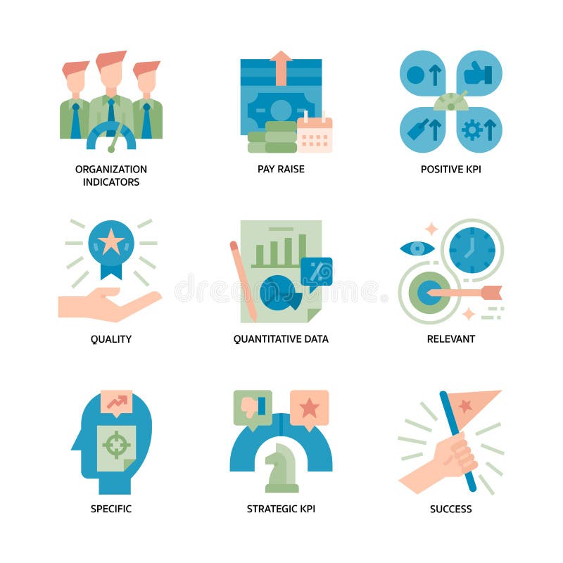 Key Performance Indicators Icons Set Stock Vector - Illustration of ...