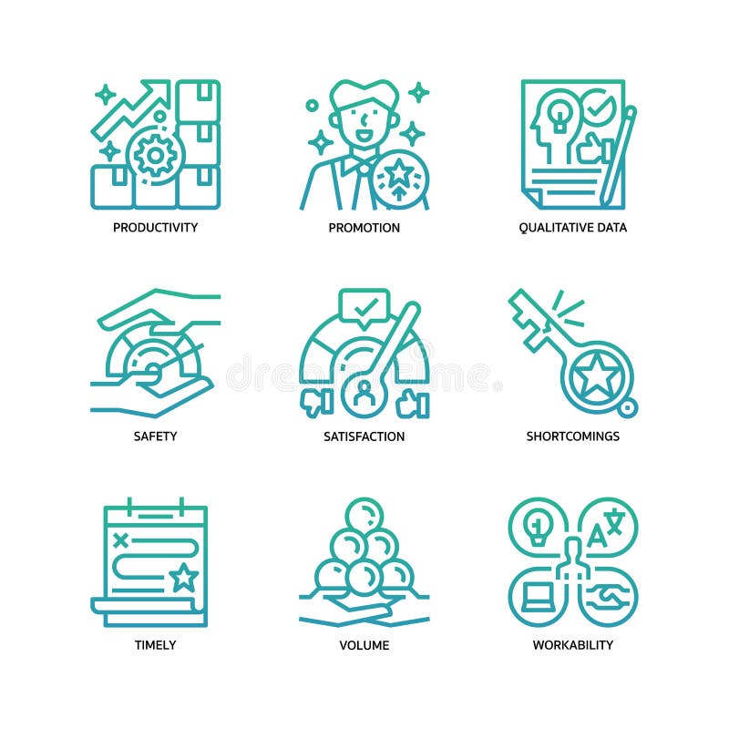 Key Performance Indicators Icons Set Stock Vector - Illustration of ...