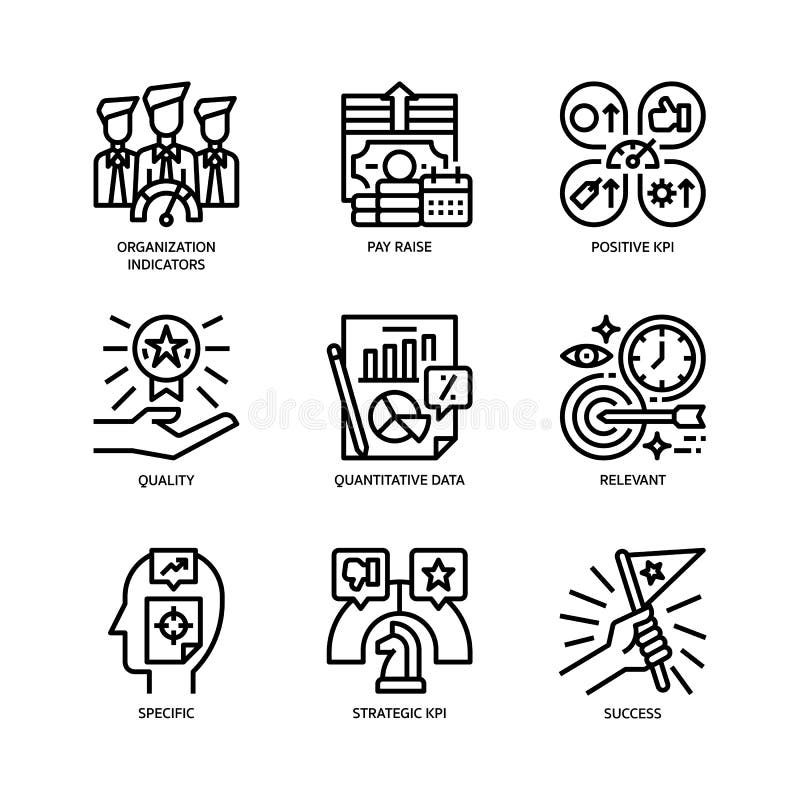 Key Performance Indicators Icons Set Stock Vector - Illustration of ...