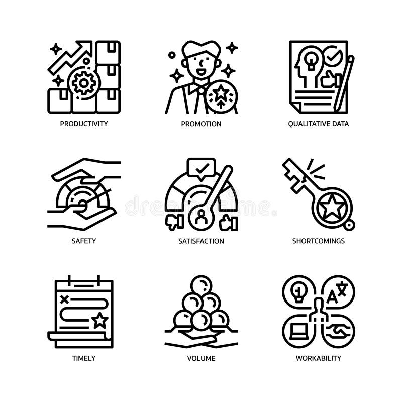 Key Performance Indicators Icons Set Stock Vector - Illustration of ...