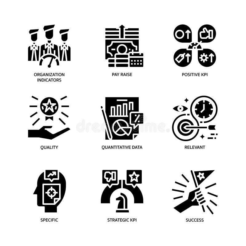 Key Performance Indicators Icons Set Stock Vector - Illustration of ...