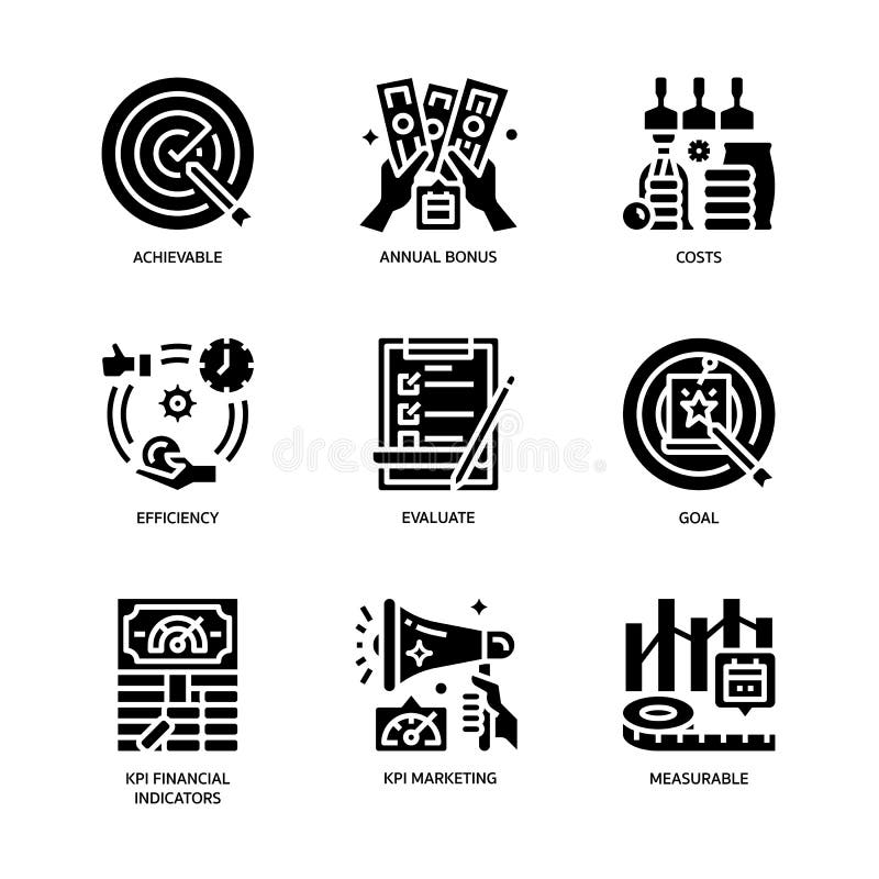 Key Performance Indicators Icons Set Stock Vector - Illustration of ...
