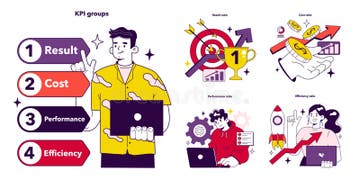 Key Performance Indicators or KPI Groups Set. Employee Evaluation Stock Vector - Illustration of ...