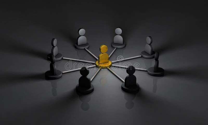 A Key Person at the Center of a Group of People. it is the Mastermind ...