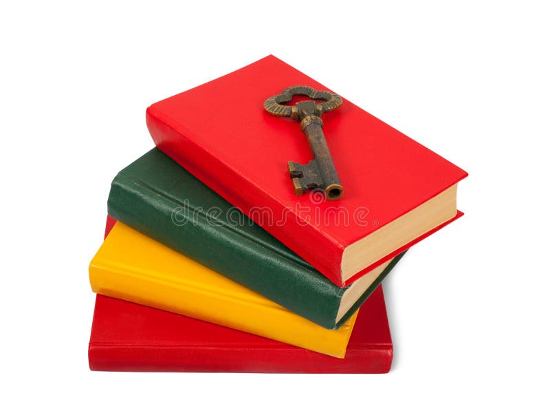 Key Placed on Pile of Books Stock Photo - Image of white, path: 13096604