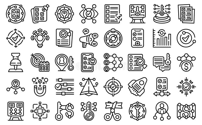 Key Points Icons Set Outline Vector. Path Process Stock Vector ...