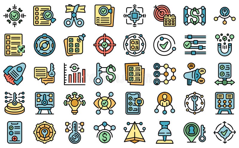 Key Points Icons Set Vector Flat Stock Vector - Illustration of arrow ...