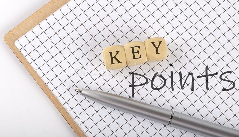 KEY POINTS Text Concept Written on the Wooden Cubes Blocks and Notebook ...