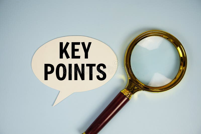 Key Points Text on Speech Bubble with Magnifying Glass Top View on Blue ...