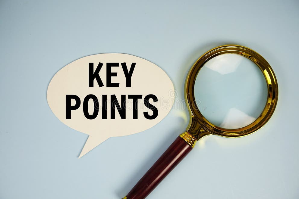 Key Points Text on Speech Bubble with Magnifying Glass Top View on Blue ...