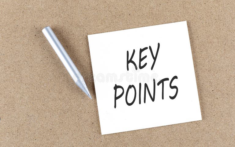 KEY POINTS Text on Sticky Note on a Cork Board with Pencil Stock Image ...