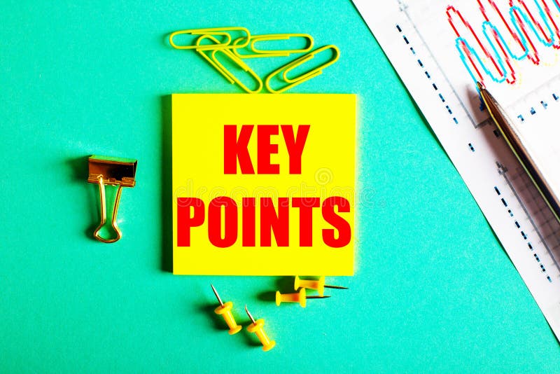 KEY POINTS is Written in Red on a Yellow Sticker on a Green Background ...
