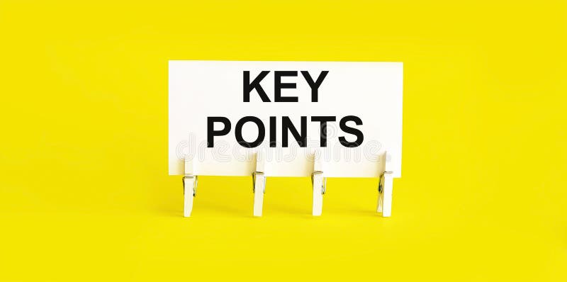 KEY POINTS, Written on White Sticky Note on Yellow Background Stock ...