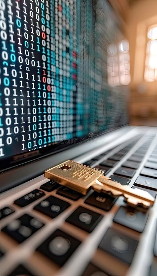 A Key is Positioned on the Surface of a Laptop Keyboard Stock Photo ...