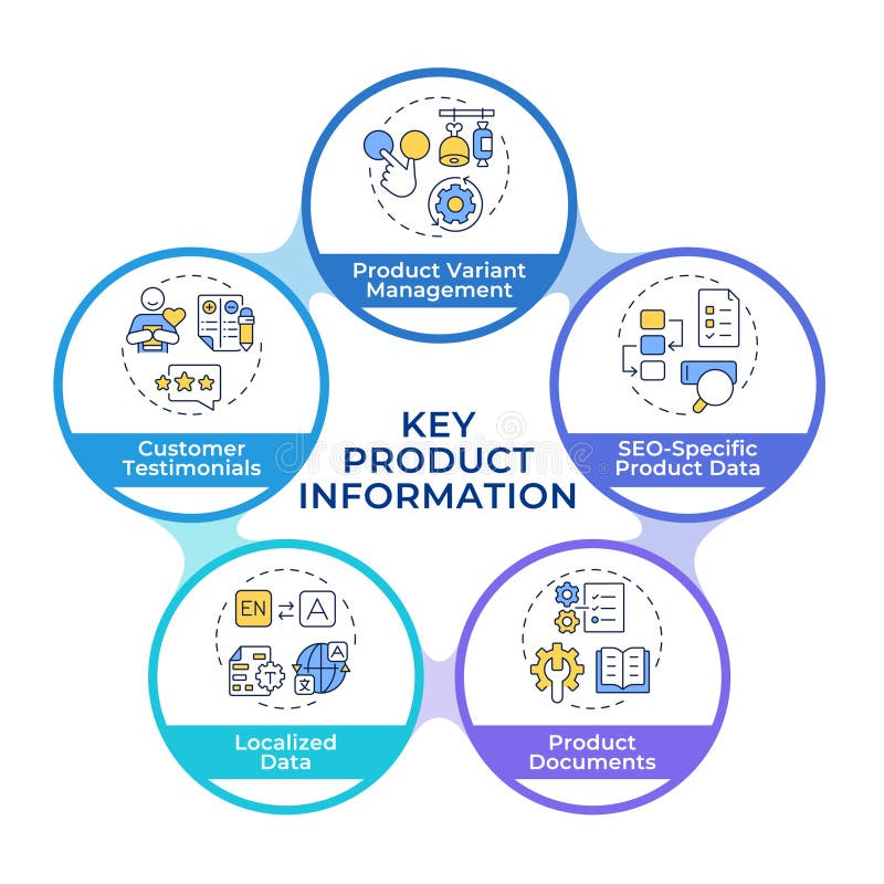 Key Product Information Infographic Circles Flowchart Stock ...