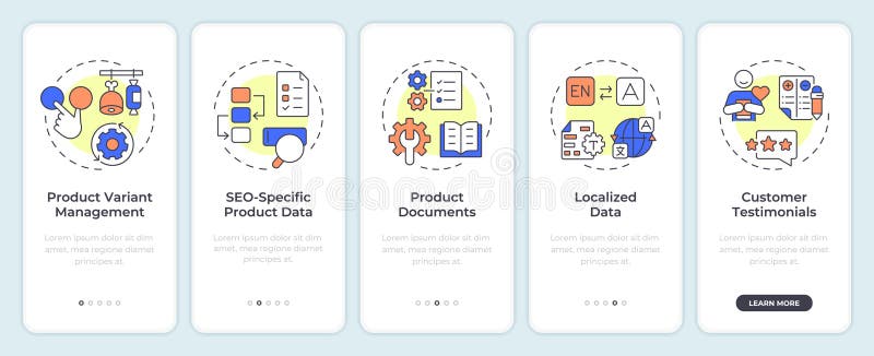 Key Product Information Onboarding Mobile App Screen Stock Illustration ...