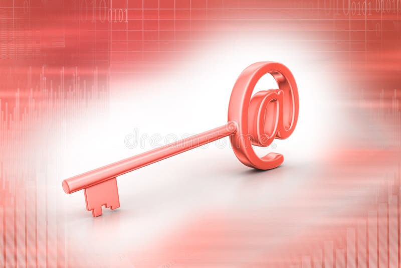 Key with at the Rate Symbol Stock Photo - Image of technology ...