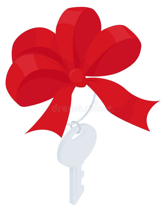 Key with Red Bow Isometric Icon Sign Stock Vector - Illustration of ...