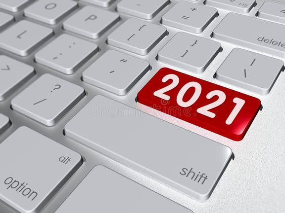2021 Key Red Button on the Computer Keyboard Stock Illustration ...