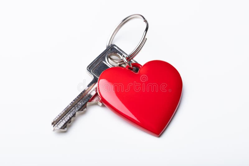 Key with Red Heart Shape Key Chain Stock Image - Image of heart ...