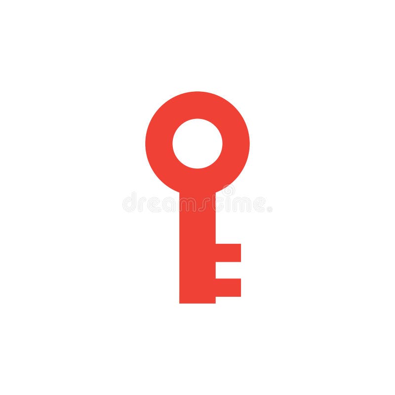 Key Red Icon on White Background. Red Flat Style Vector Illustration ...