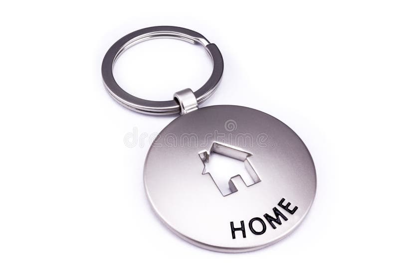 Key Ring Pendant - Silver Home House - Isolated on White Background ...