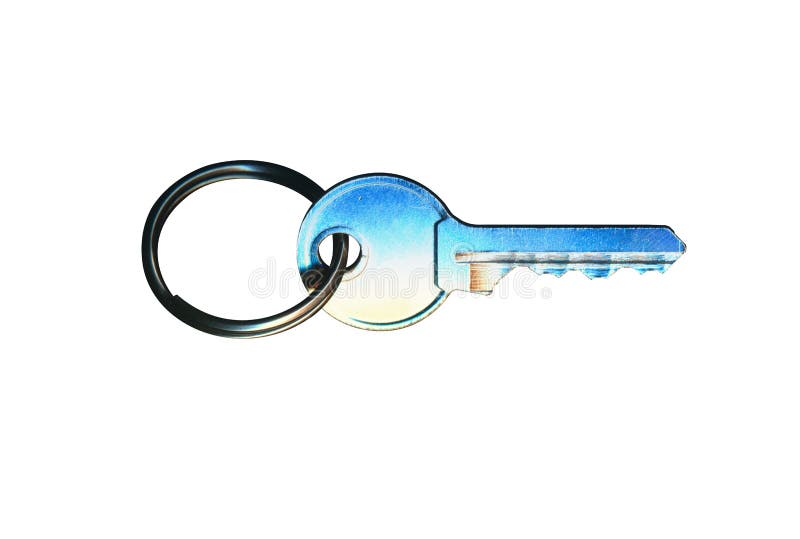 Key on Ring Toned in Blue Isolated on Whit Stock Illustration ...
