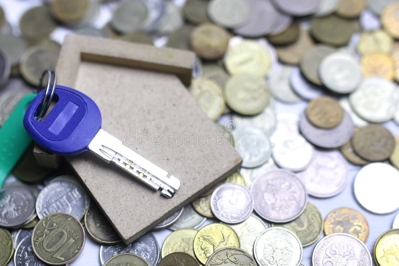 Key and Russian Coins on Background Stock Image - Image of earnings ...