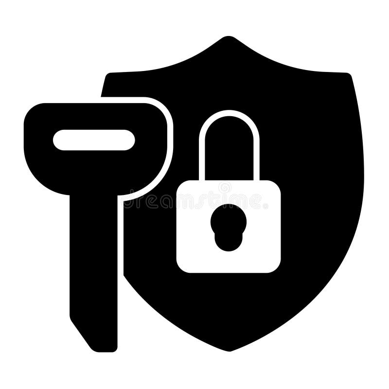 Key and Safety Emblem with Lock Solid Icon, Design Recruitment Concept ...