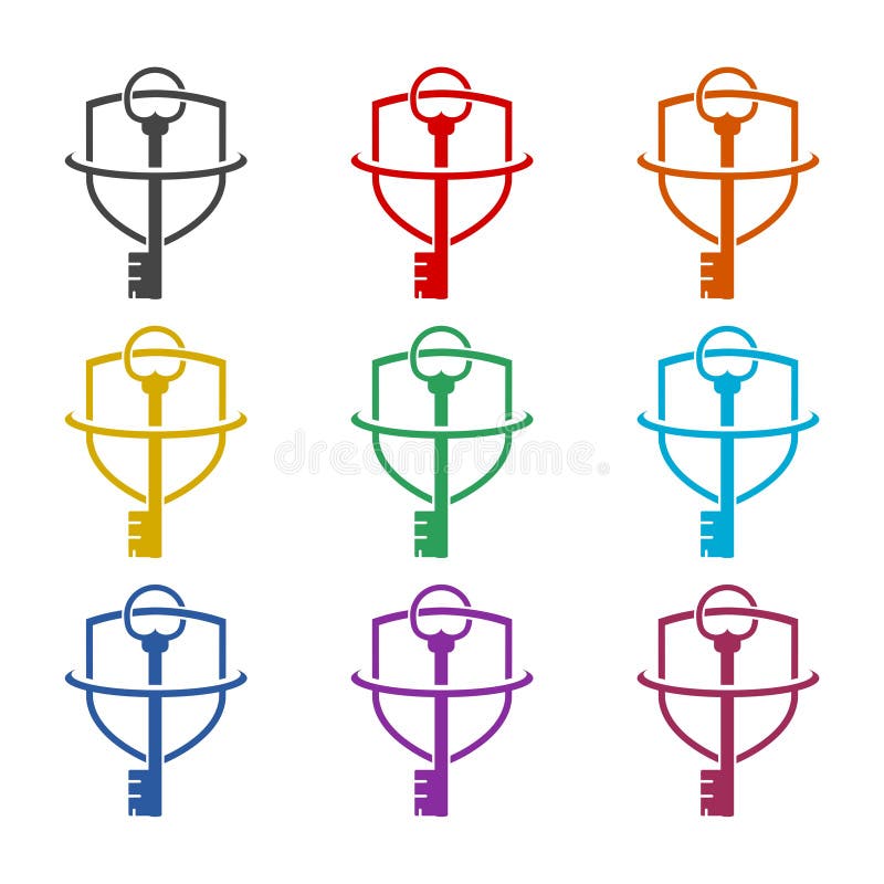 Key Security Icon or Logo, Color Set Stock Vector - Illustration of ...