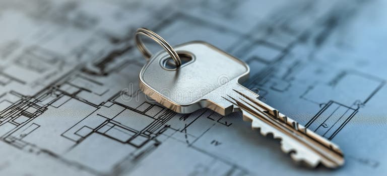 Key Set Placed on Architectural Blueprints in a Workspace for Planning ...