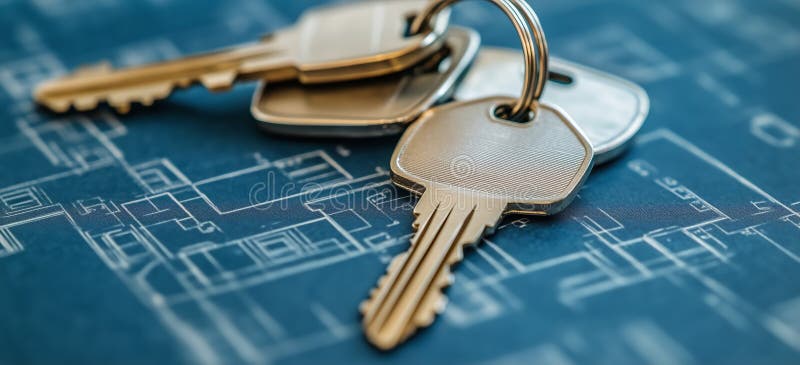 Key Set Placed Architectural Blueprints Workspace Planning Design ...