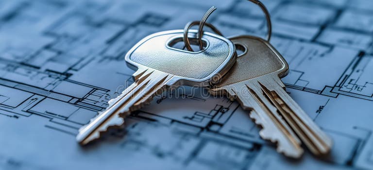 Key Set Placed on Architectural Blueprints in a Workspace for Planning ...
