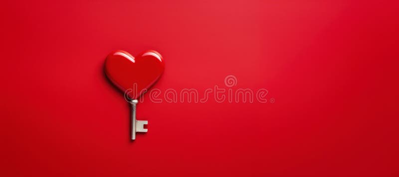 Key in the Shape of a Heart on Red Stock Illustration - Illustration of ...