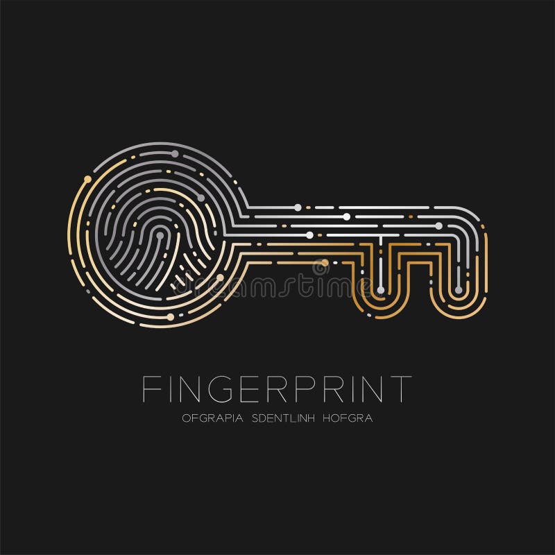 Key Shape Pattern Fingerprint Scan Logo Icon Dash Line, Security ...