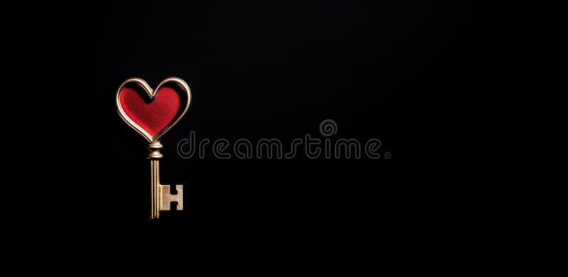 Key in the Shape of a Heart on Black Stock Illustration - Illustration ...