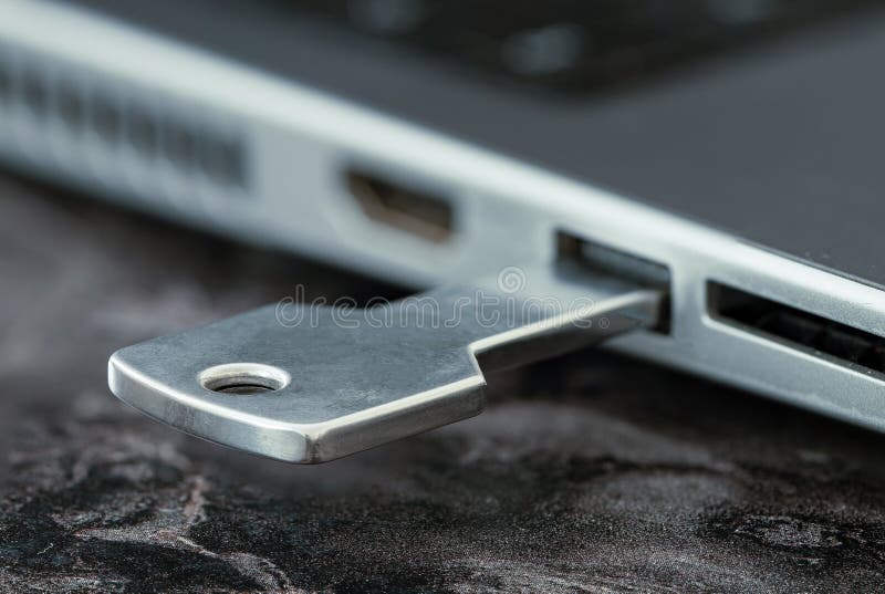 Key Shaped Flash Disk Standing on Mainboard Stock Photo - Image of ...