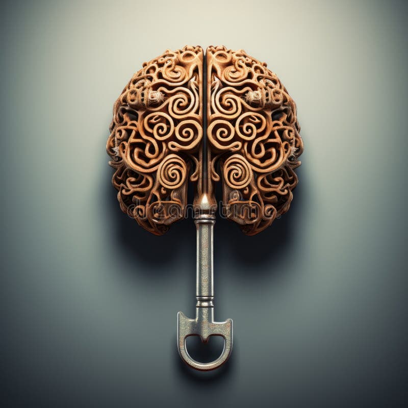 A key shaped like a brain stock illustration. Illustration of ...