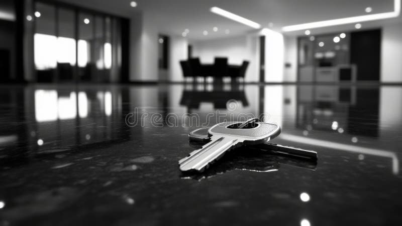 Key on a Shiny Floor in a Blurred Modern Interior Stock Illustration ...
