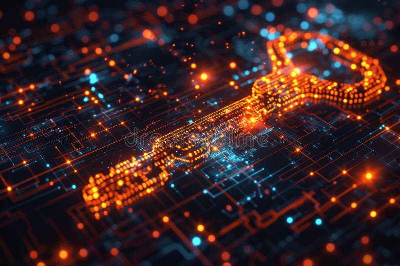 A Key is Shown in a Computer Screen with a Lot of Lights Stock Photo ...