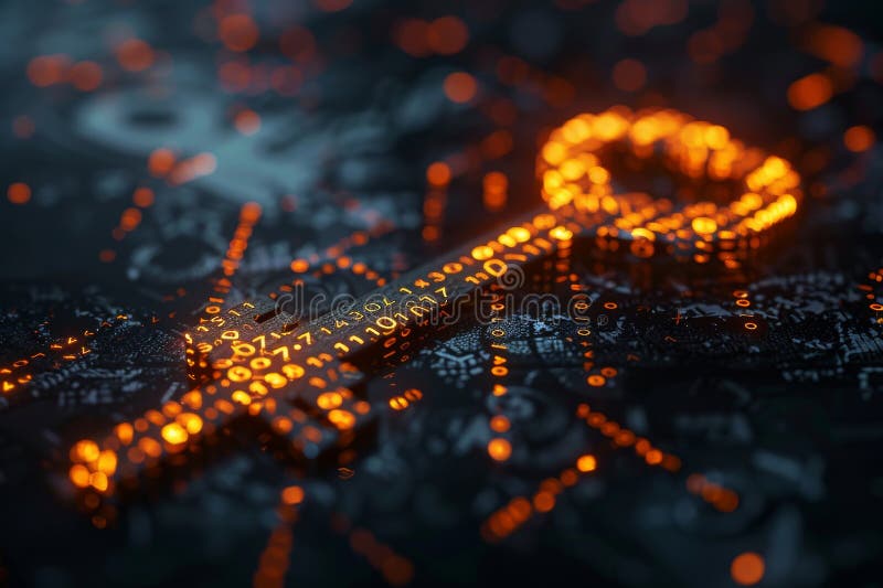 A Key is Shown in a Computer Screen with a Lot of Lights Stock Photo ...