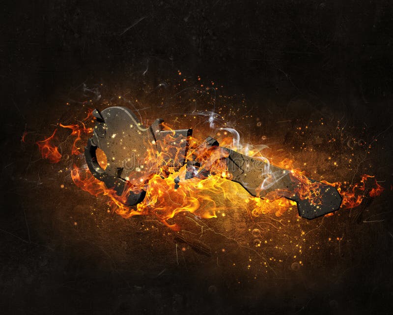 Key sign in fire flames stock image. Image of symbol - 68409793