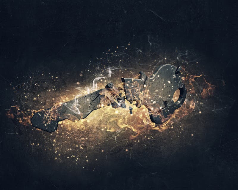 Key sign in fire flames stock photo. Image of abstract - 73073282