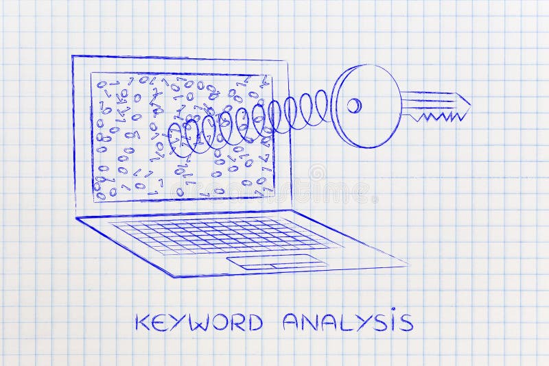 Key on Spring Out of Laptop Screen, Keyword Analysis Stock Photo ...