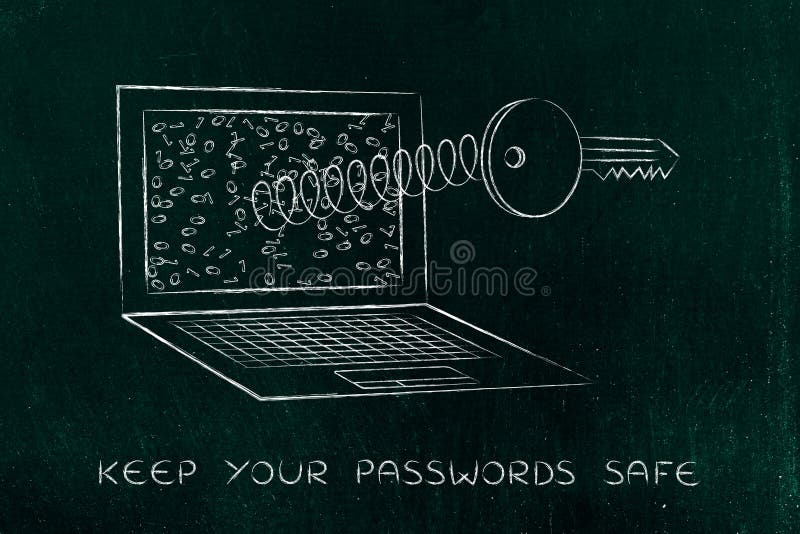 Key on Spring Out of Laptop Screen, Passwords & Security Stock ...