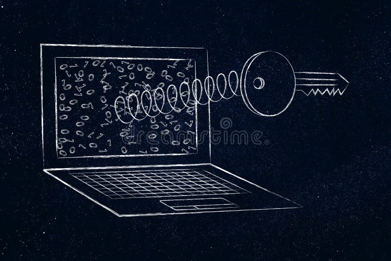 Key on Spring Out of Laptop Screen, Passwords & Security Stock ...